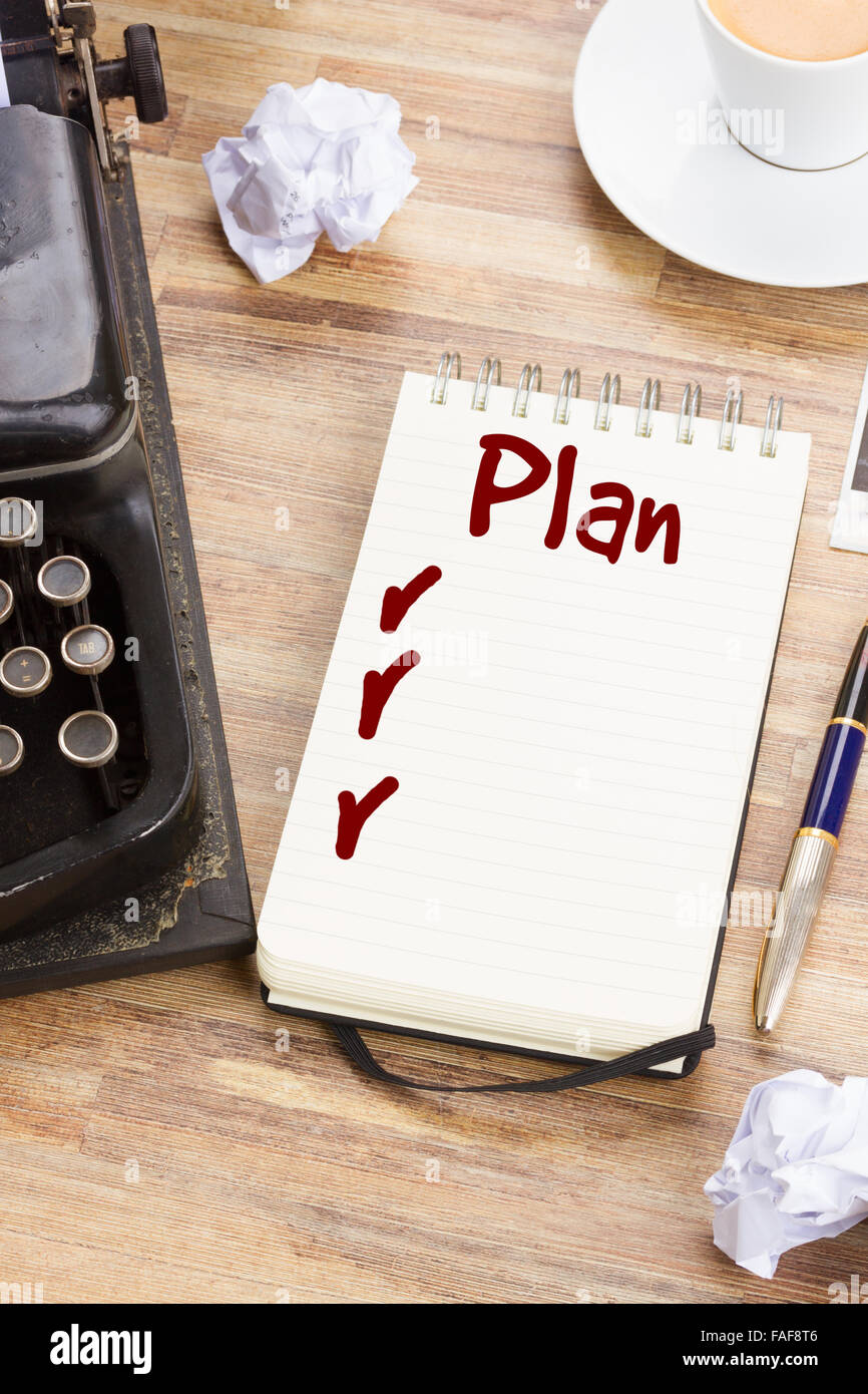 Notebook with annual plan Stock Photo - Alamy