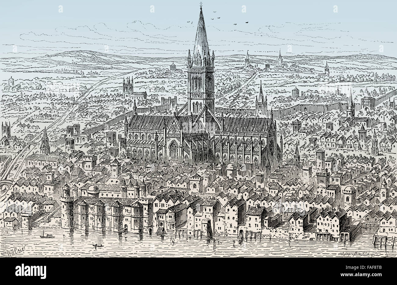 View of St Paul's Cathedral, London, 1540, 16th century Stock Photo - Alamy