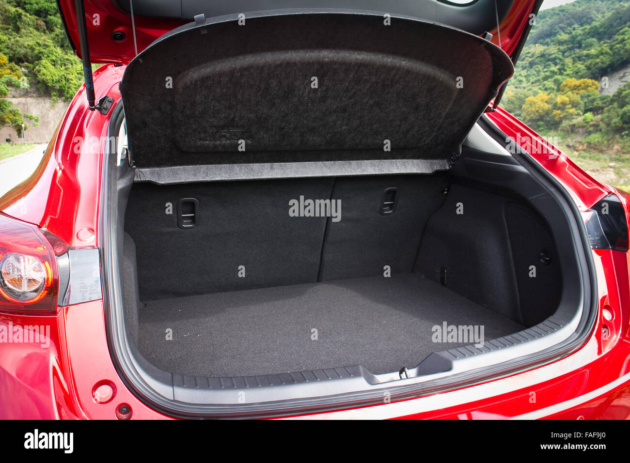 Hong Kong, China May 2, 2014 : Mazda3 Hatchback 2014 trunk on May 2 ...