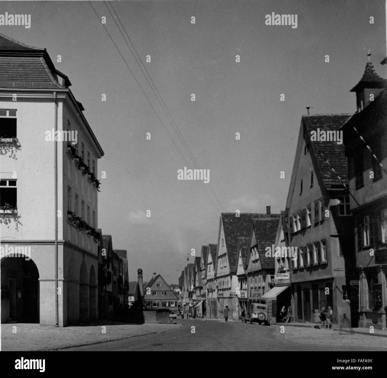 Straßenszene in Marbach am Neckar, Deutschland 1930er Jahre. Street ...