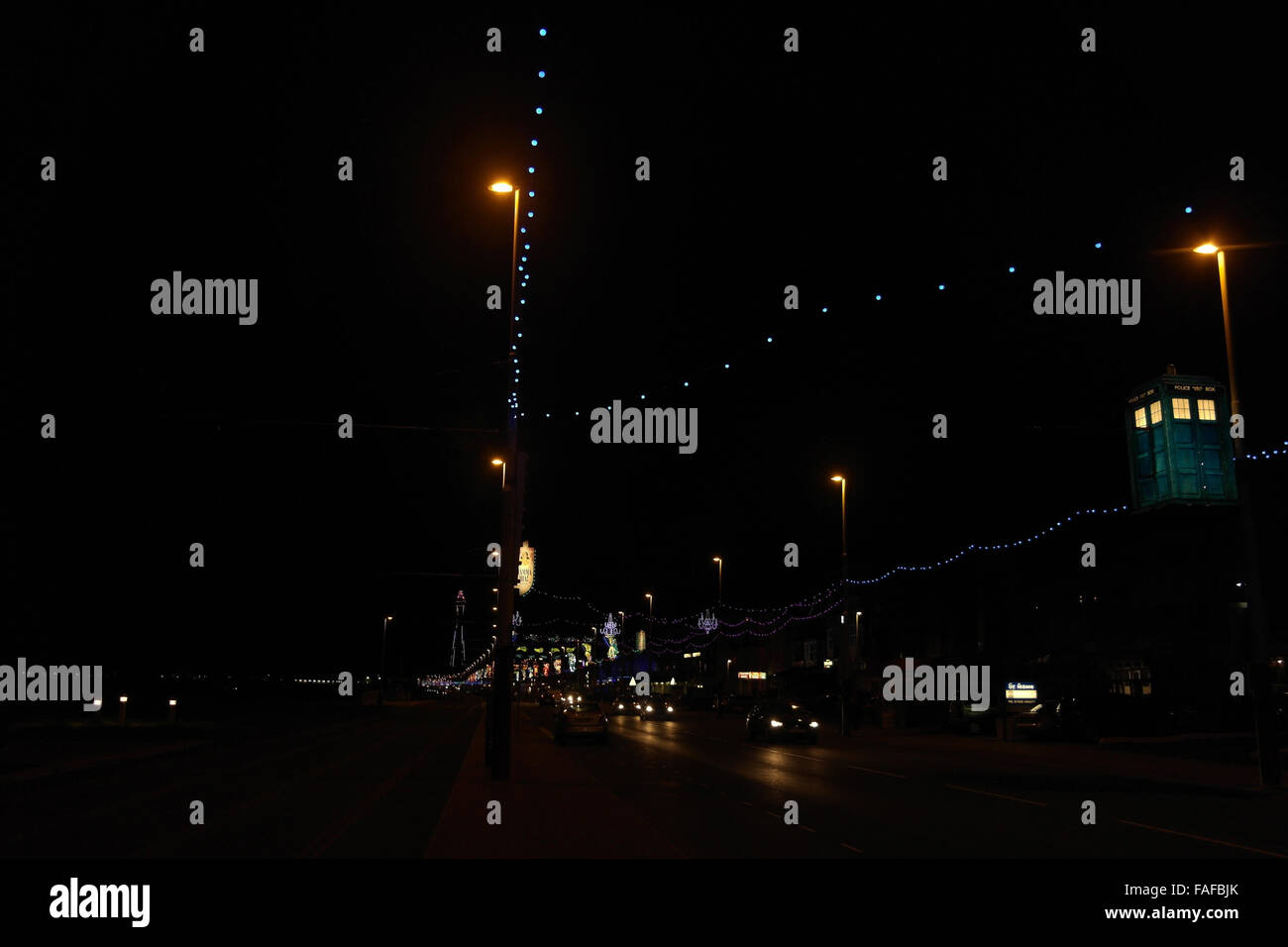 Night view blue Dr Who Tardis image north to Decodance, illuminated ...