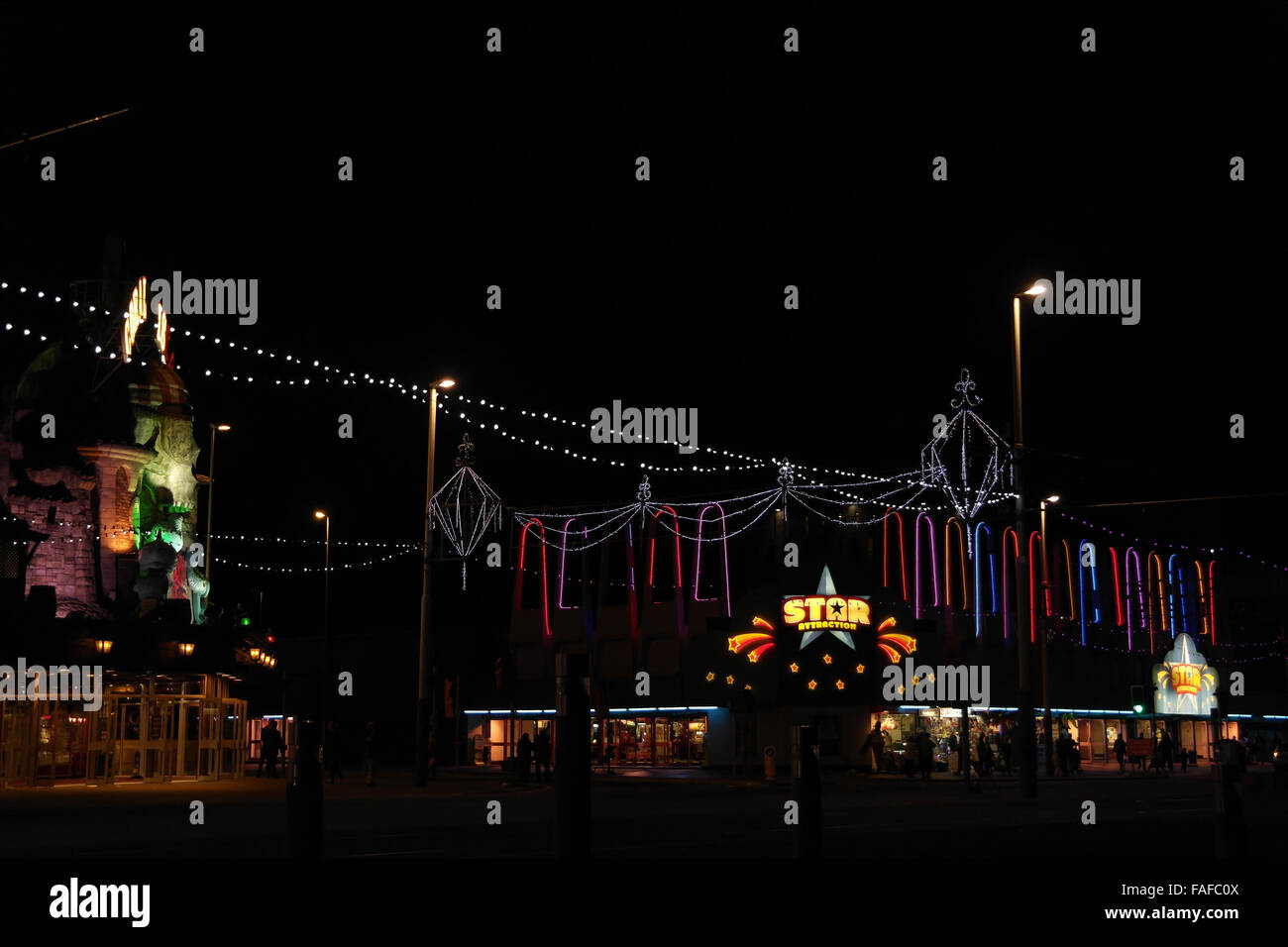Night view Bling Jewels above Central Promenade to Coral Island and ...