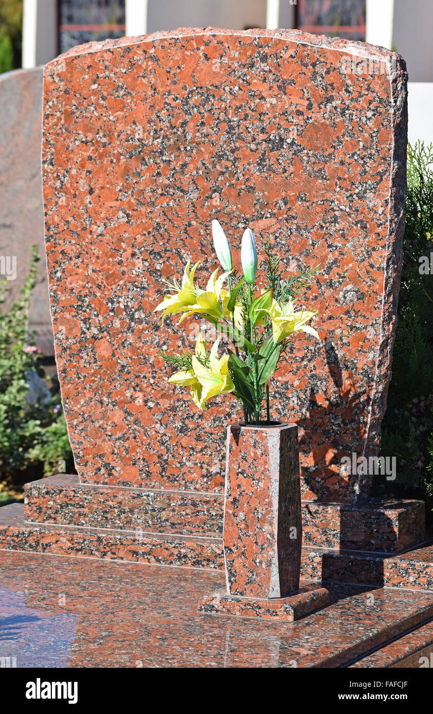 New tombstone in the cemetery Stock Photo - Alamy
