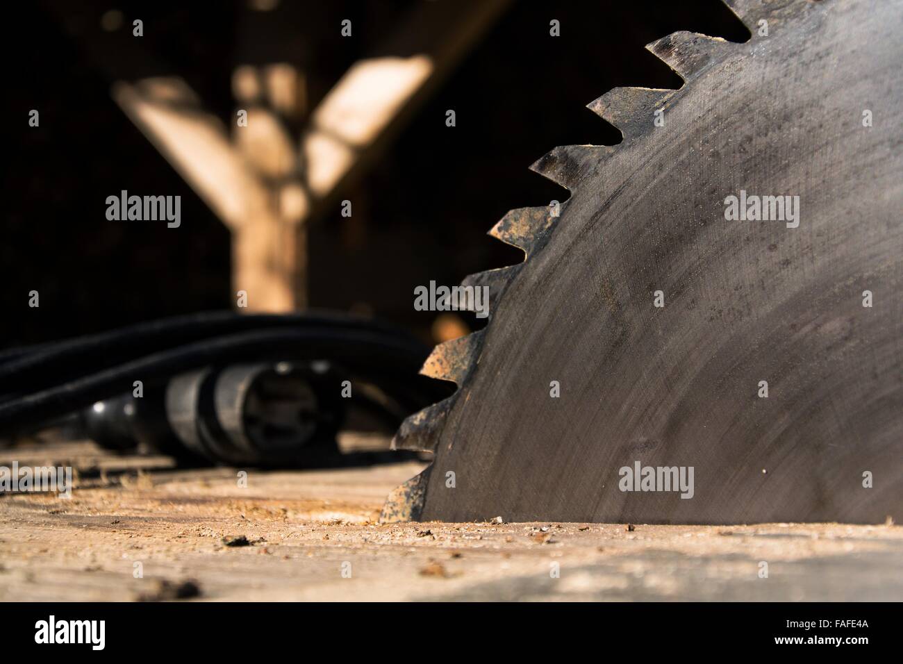Switched off old rusty sharp circular saw blades closeup Stock Photo ...