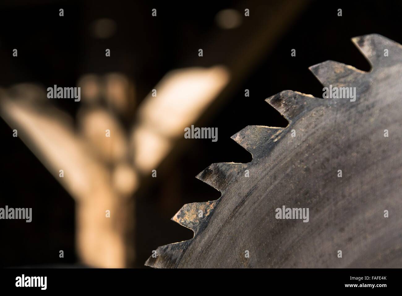 Switched off old rusty sharp circular saw blades closeup Stock Photo ...