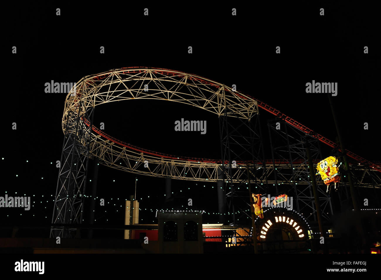 Rollercoaster 1 pleasure beach big one standing rising right background ...