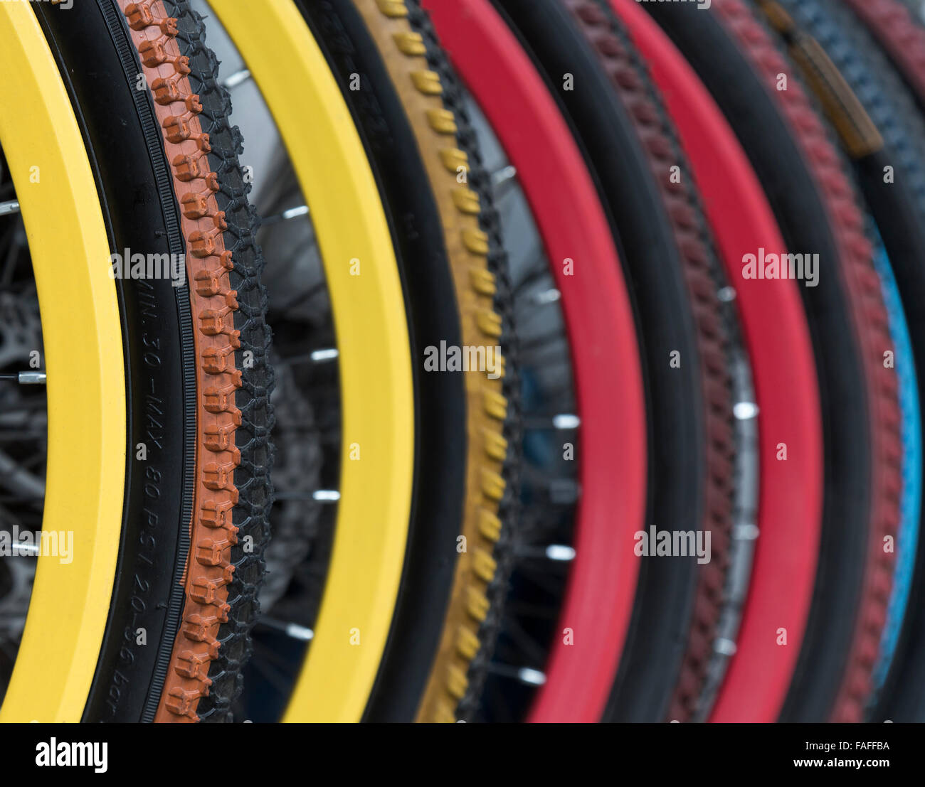 Colorful Bicycle wheels Stock Photo - Alamy