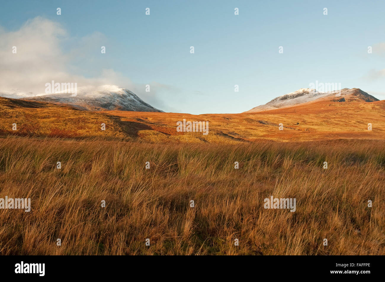 Ben Hiel and Sgor Chaonasaid on the shore of Loch Loyal Stock Photo - Alamy