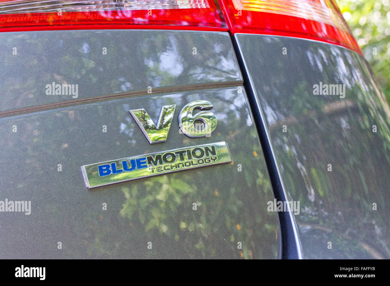 Volkswagen V6 BLUEMOTION Logo Stock Photo - Alamy