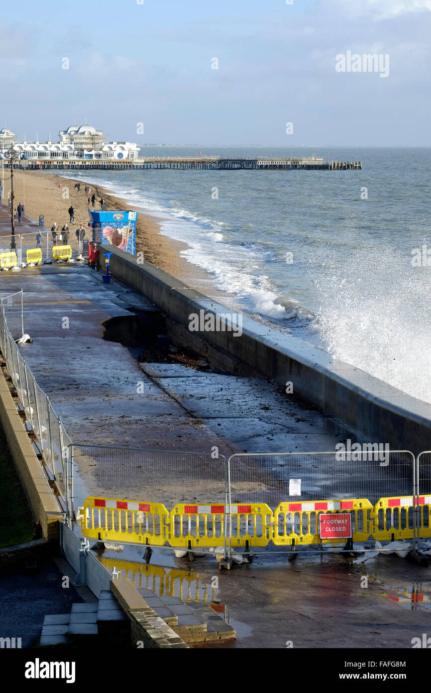Part of promenade and sea wall collapsed due to adverse weather at ...