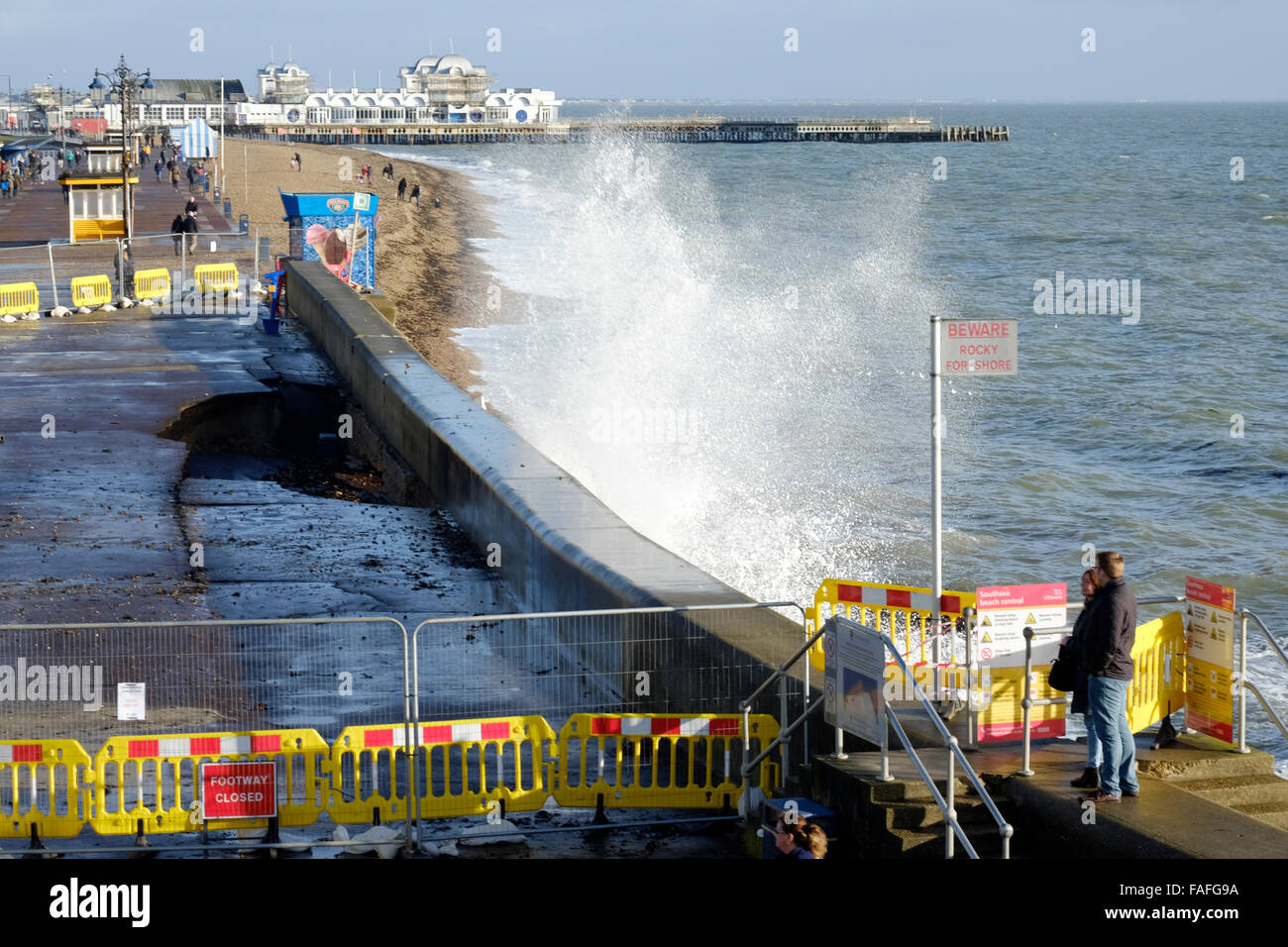 Part of promenade and sea wall collapsed due to adverse weather at ...