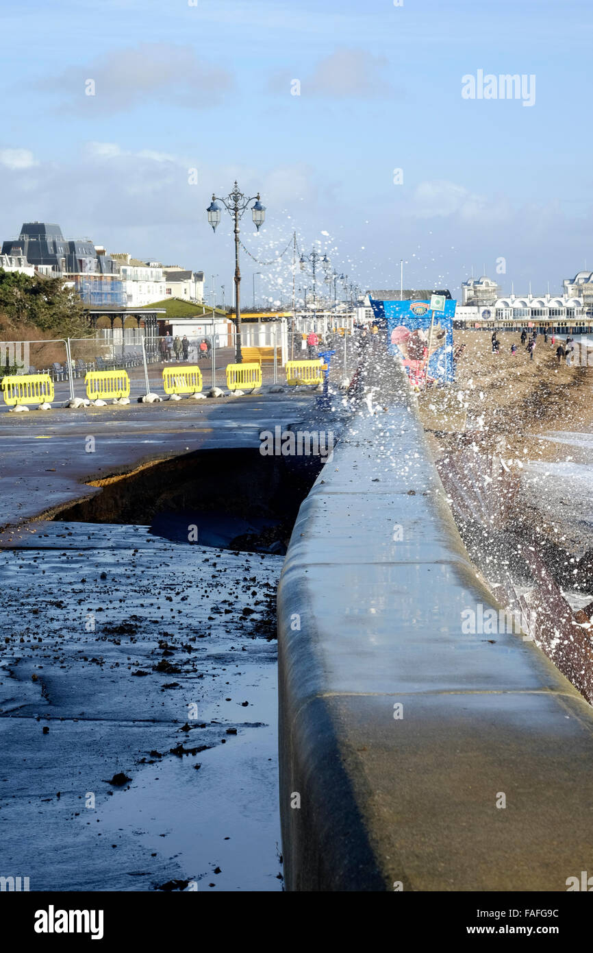 Part of promenade and sea wall collapsed due to adverse weather at ...
