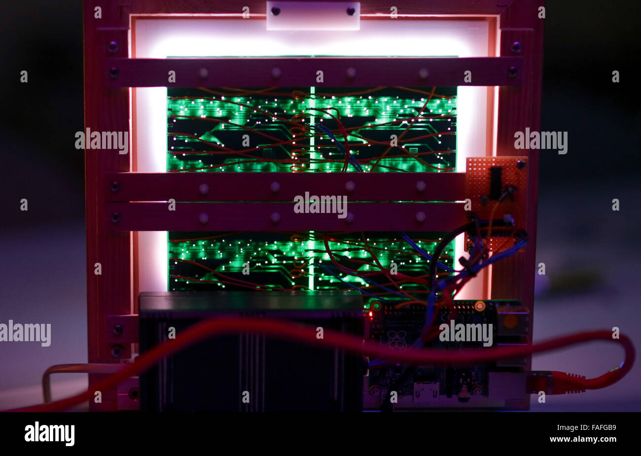 Hamburg, Germany. 29th Dec, 2015. A computer panel interconnected with ...