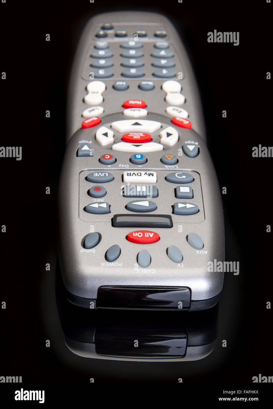 Remote control for hands on movie and sports programming Stock Photo ...