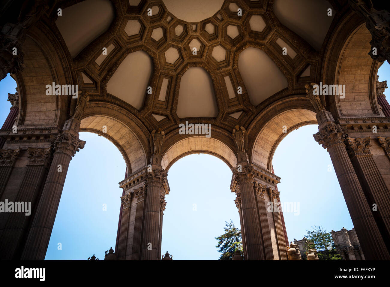 Inside the dome of the Palace of Fine Arts in San Francisco, California ...
