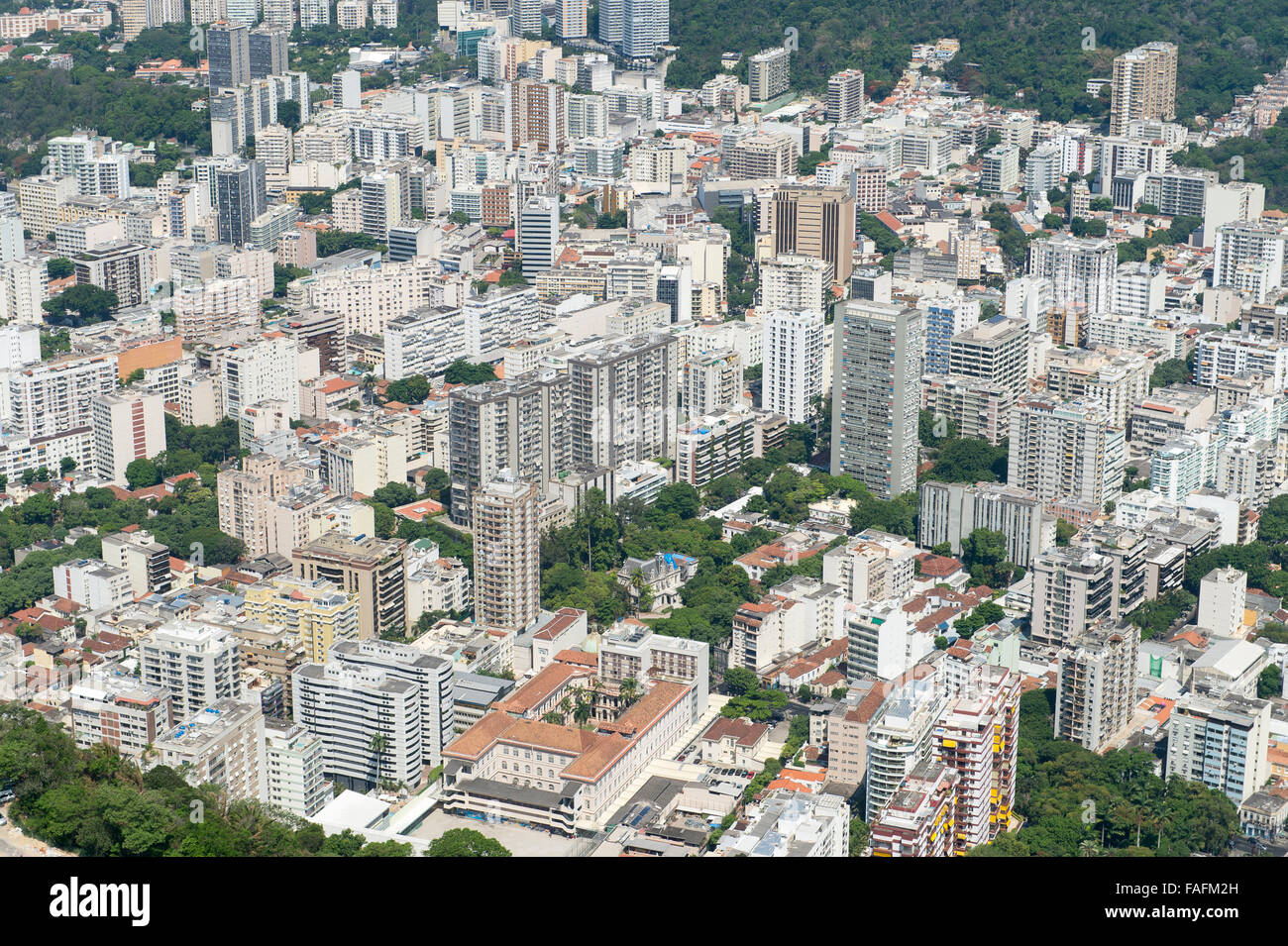 Rio de Janeiro, Brazil city skyline view from above featuring greenery ...
