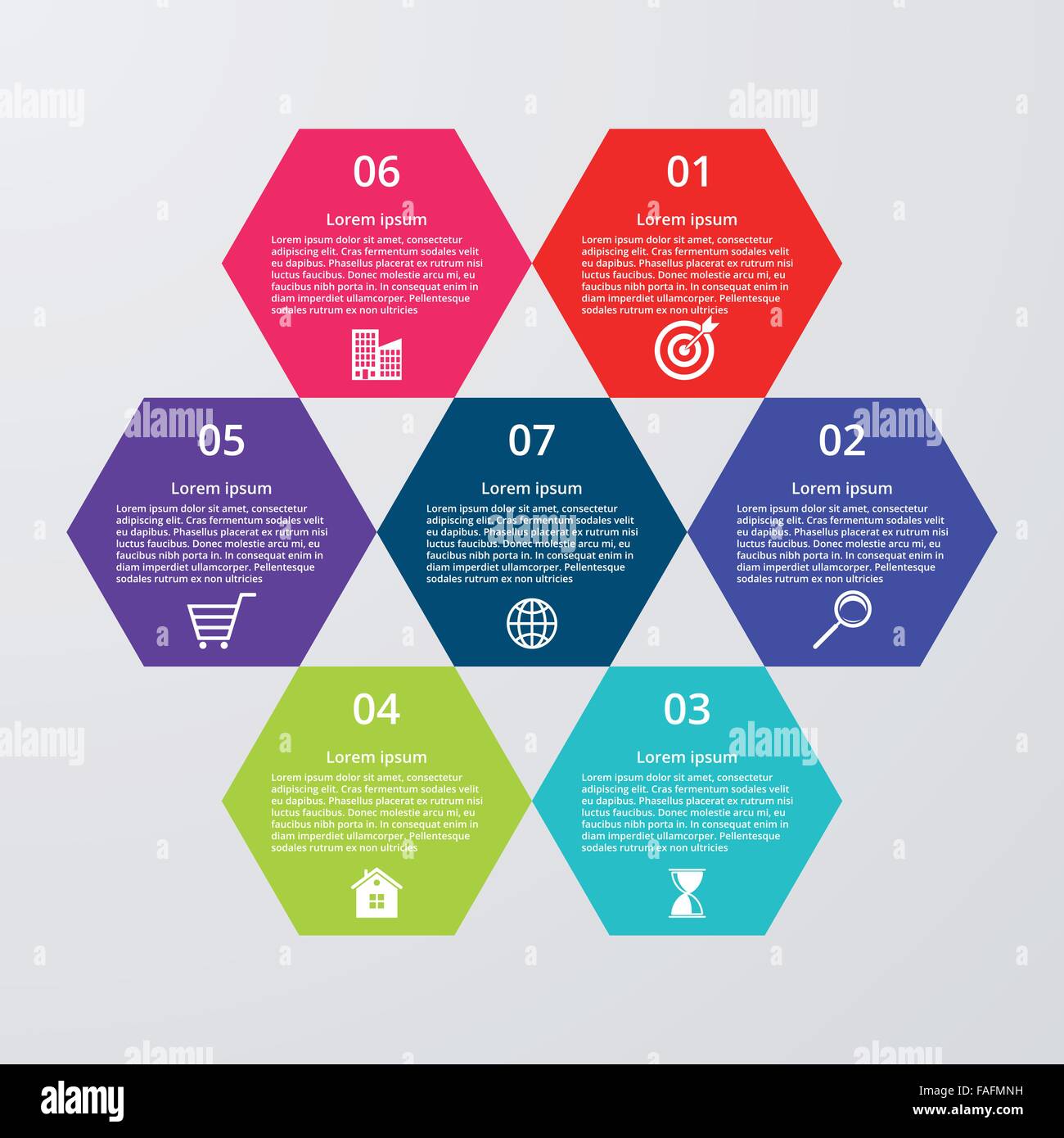 Vector illustration infographics seven hexagons Stock Vector Image ...