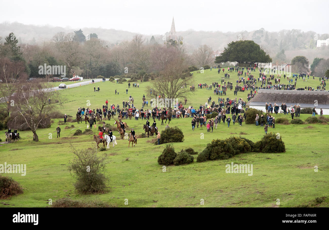 Boxing Day hunt the New Forest Hounds at Boltons Bench at Lyndhurst ...