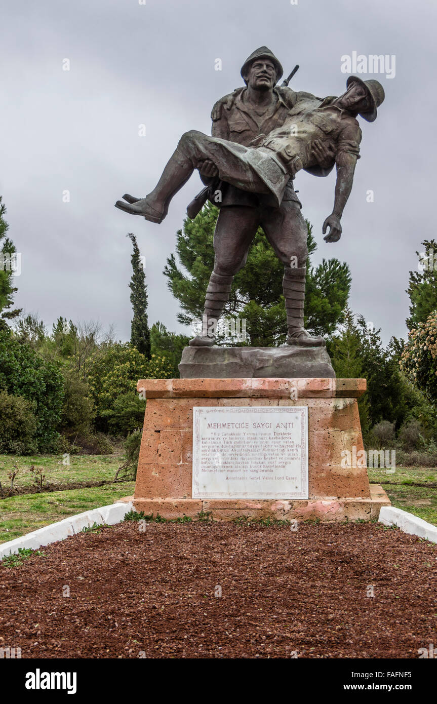 Turkey travel - Mehmet and Johnny statue at Anzac Cove, memorial to ...