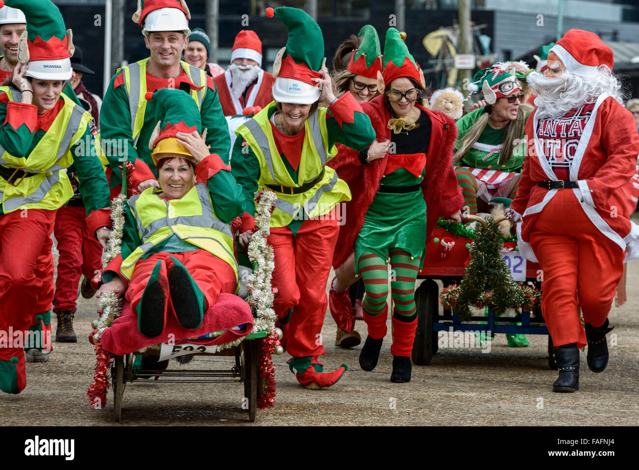 Santa Fun Run and Wacky Sleigh Race. Hastings. East Sussex. England. UK ...