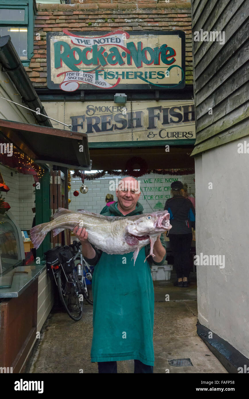 Sonny Elliot, owner of Rock-a-Nore fisheries, holding a fresh locally ...