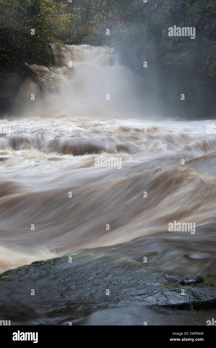Cauldron Falls, West Burton in Wensleydale in full flow Stock Photo - Alamy
