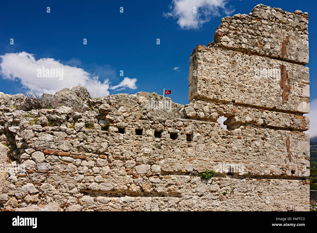 Close up view of ancient Helenistic ruins of acropolis, Tlos, Turkey ...