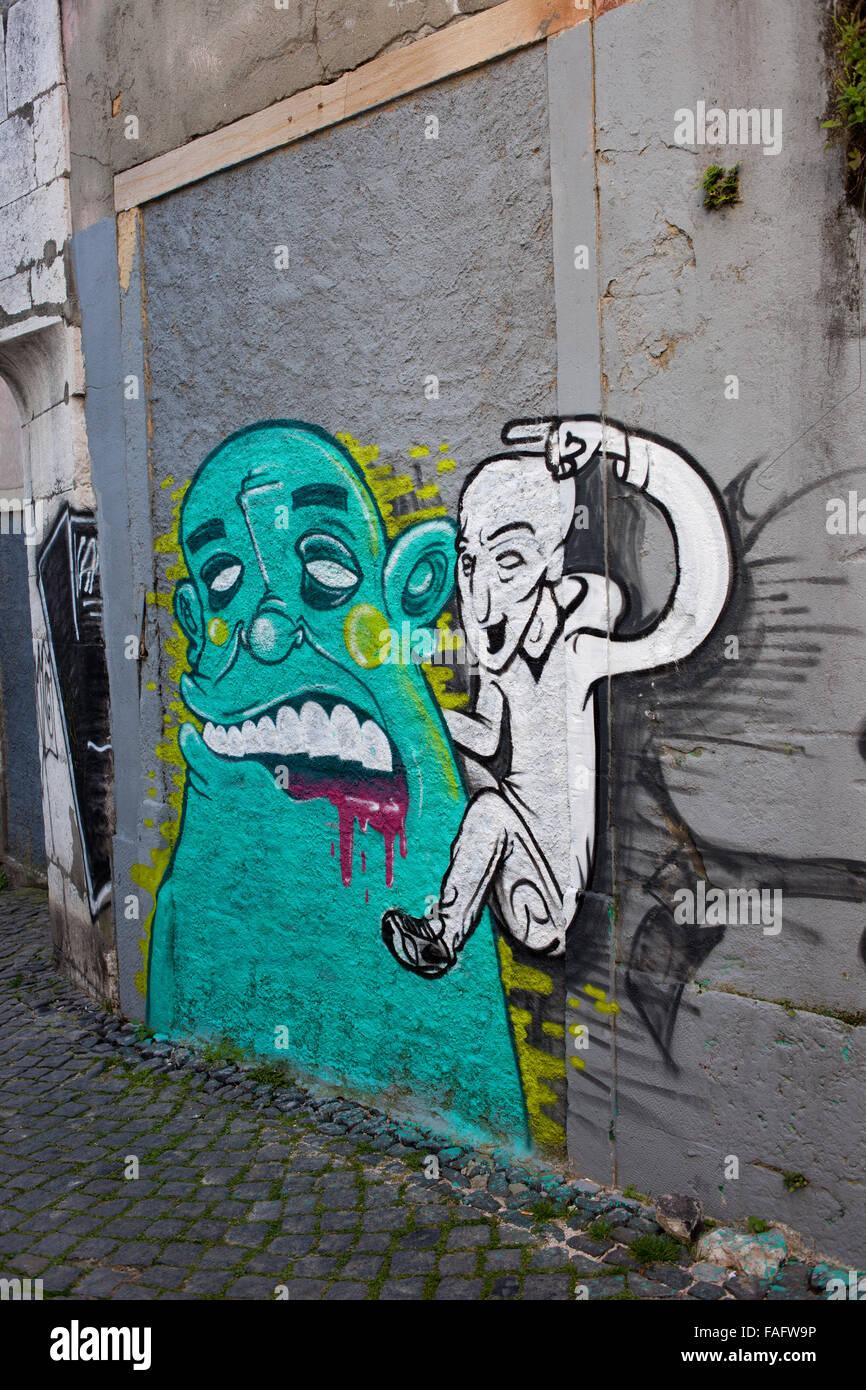 Portugal, city of Lisbon, graffiti, street art Stock Photo - Alamy
