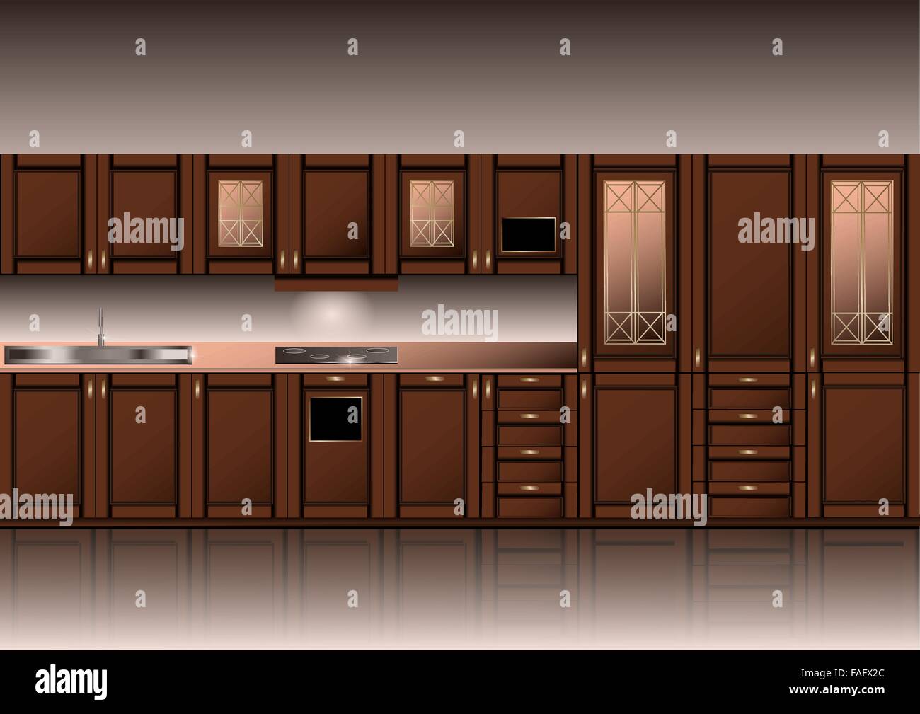classic style kitchen interior with light and shadow Stock Vector Image ...