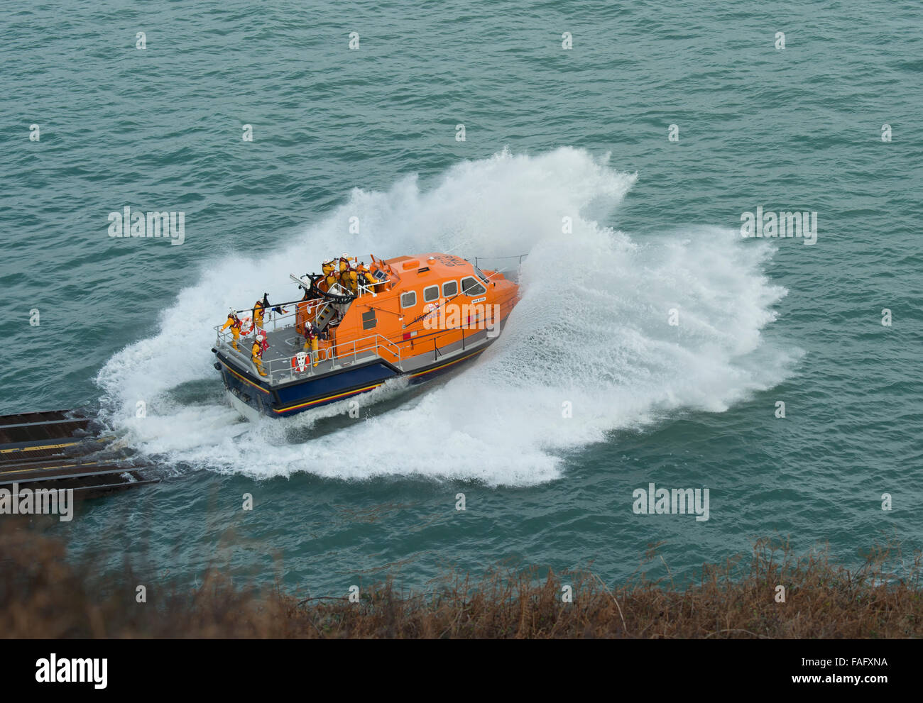 RNLI Lifeboat All Weather Tamar Class launching/on exercise off The ...
