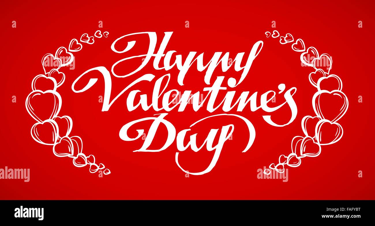 Happy Valentine's Day hand lettering - handmade calligraphy, vector ...