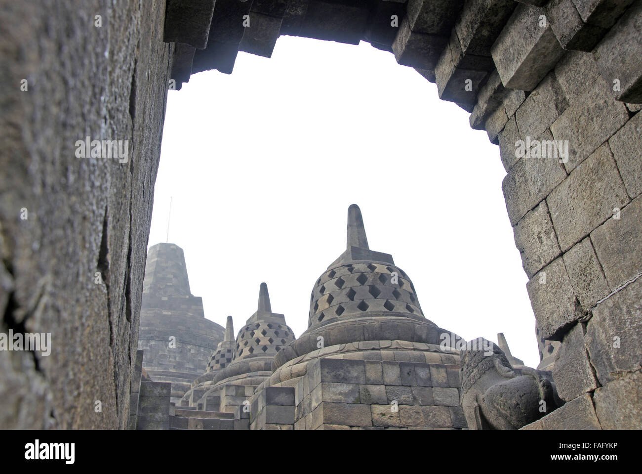 Borobudur Temple - Magelang Jawa Tengah in the morning mist Stock Photo ...