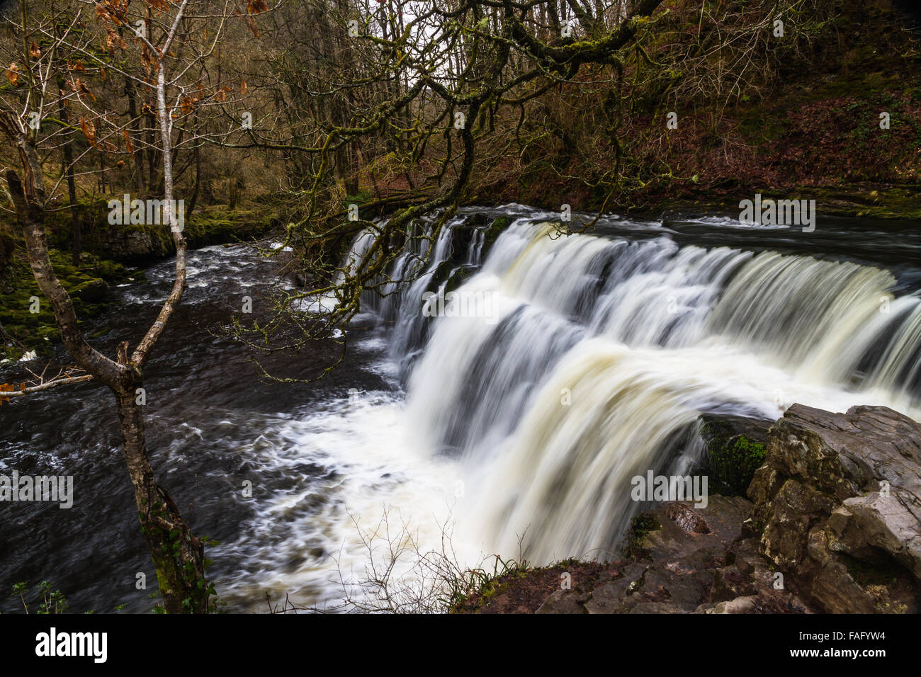 Sgwd y Pannwr Falls, waterfall. Pontneddfechan, Vale of Neath, Powys ...