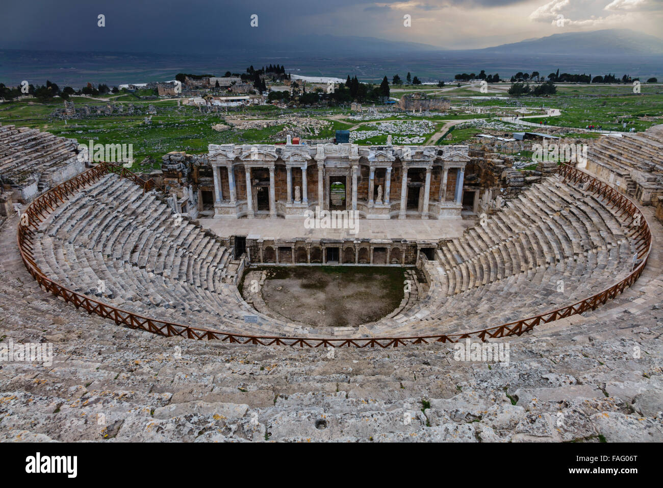 Turkey travel - the amphitheatre of Hierapolis, Pammukale Stock Photo ...