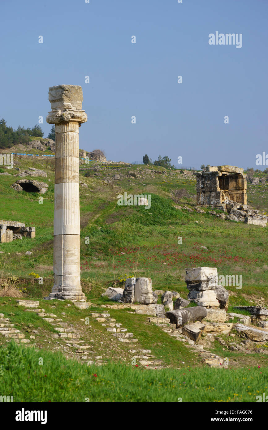 Turkey travel - Hierapolis, ancient city agora, classical column Stock ...