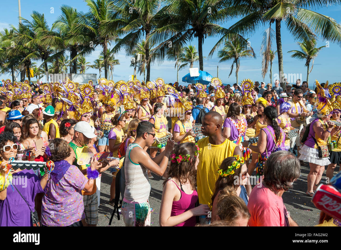 RIO DE JANEIRO, BRAZIL - FEBRUARY 07, 2015: Brazilians celebrate at the ...