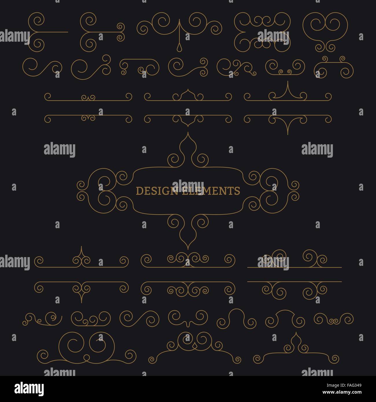 Vector illustration. Luxury linear design elements Stock Vector Image ...