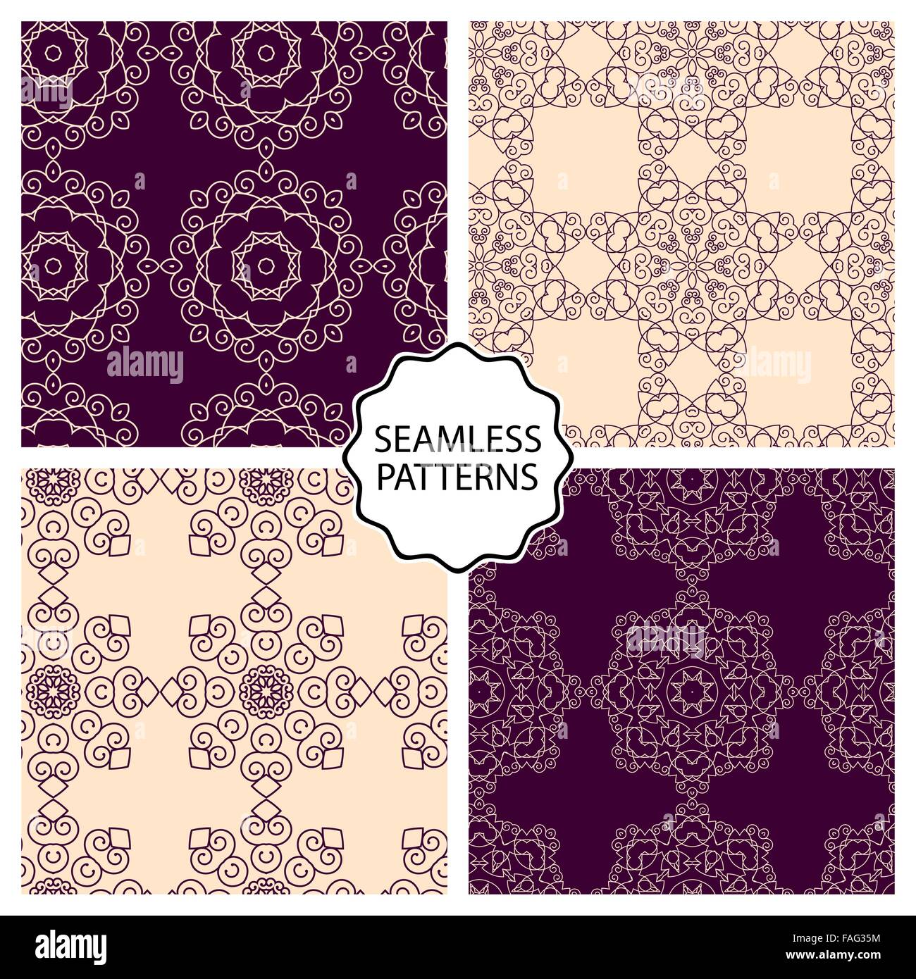 Vector illustration. Set of seamless line patterns Stock Vector Image ...