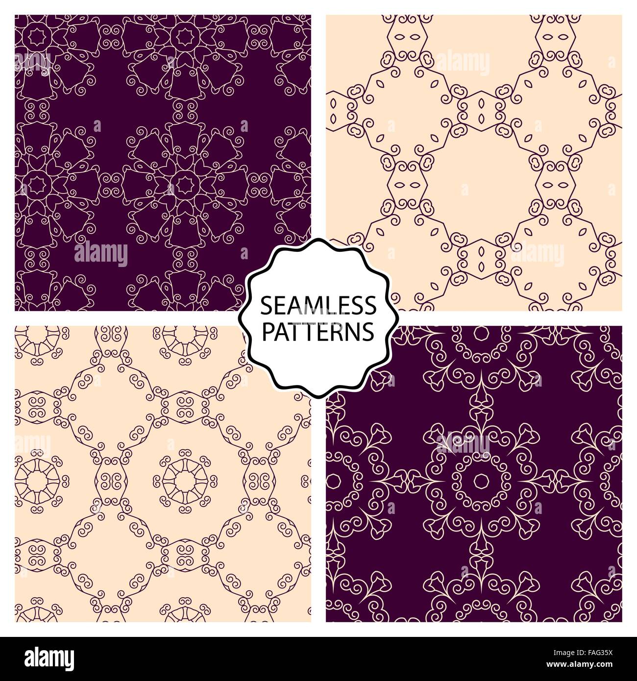 Vector illustration. Set of seamless line patterns Stock Vector Image ...