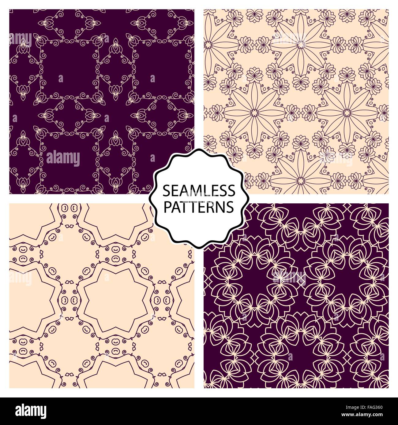 Vector illustration. Set of seamless line patterns Stock Vector Image ...