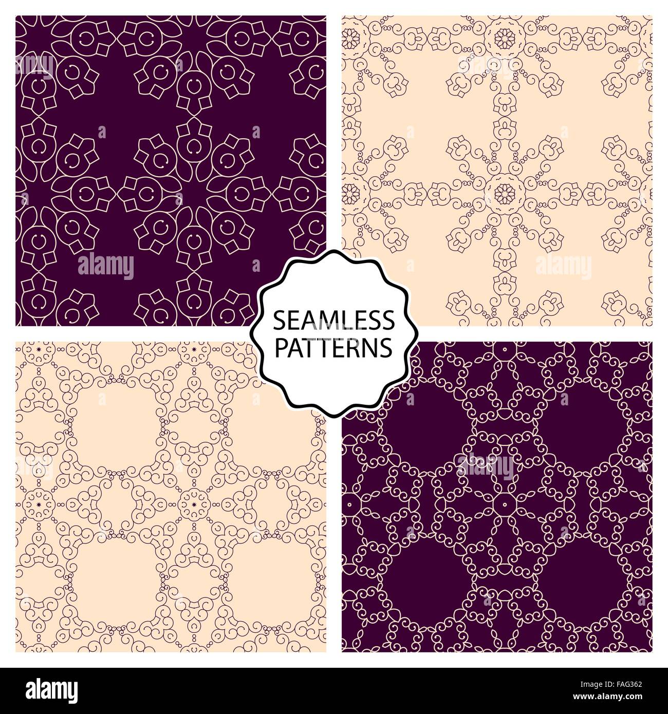 Vector illustration. Set of seamless line patterns Stock Vector Image ...