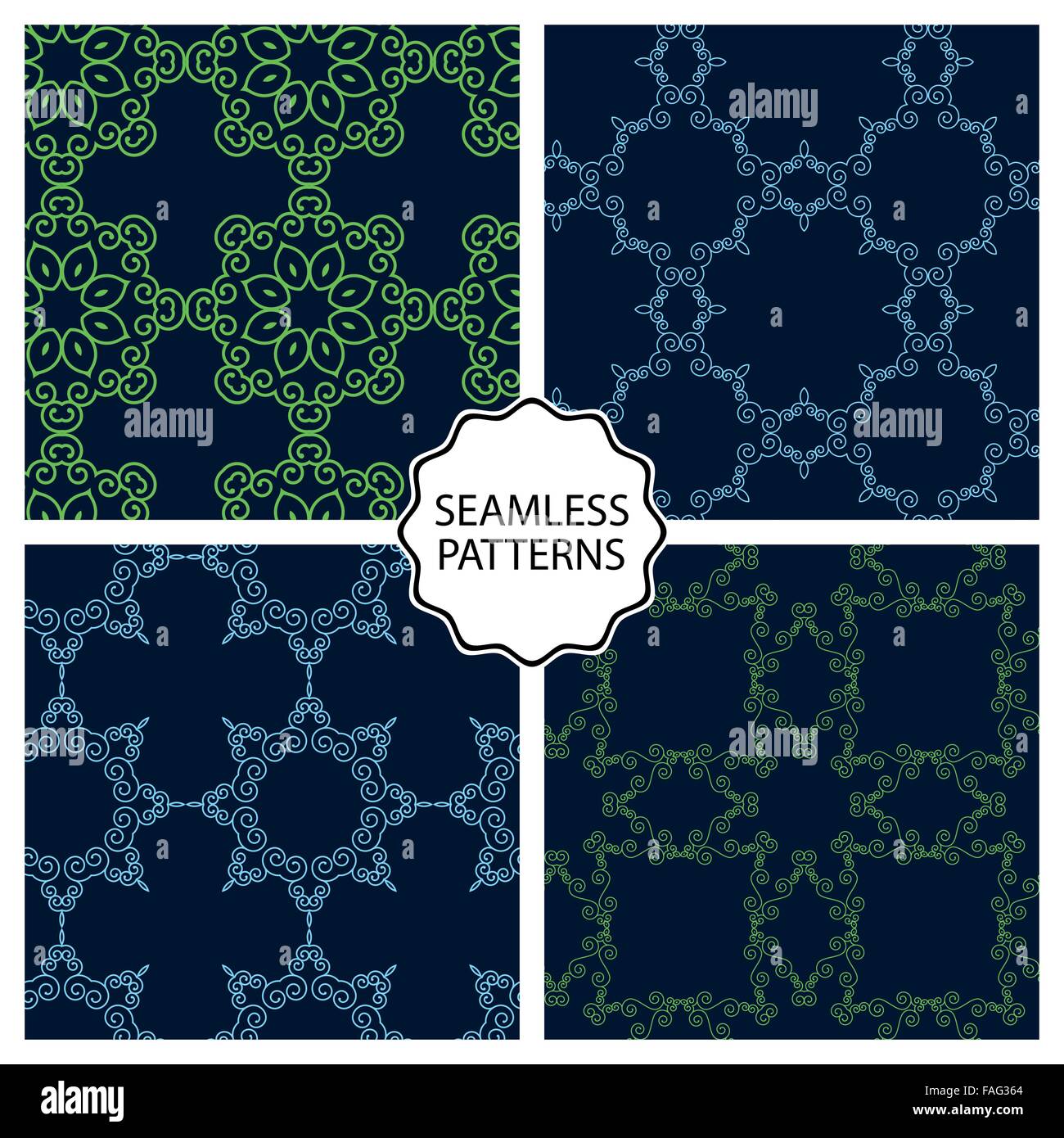 Vector illustration. Set of seamless line patterns Stock Vector Image ...