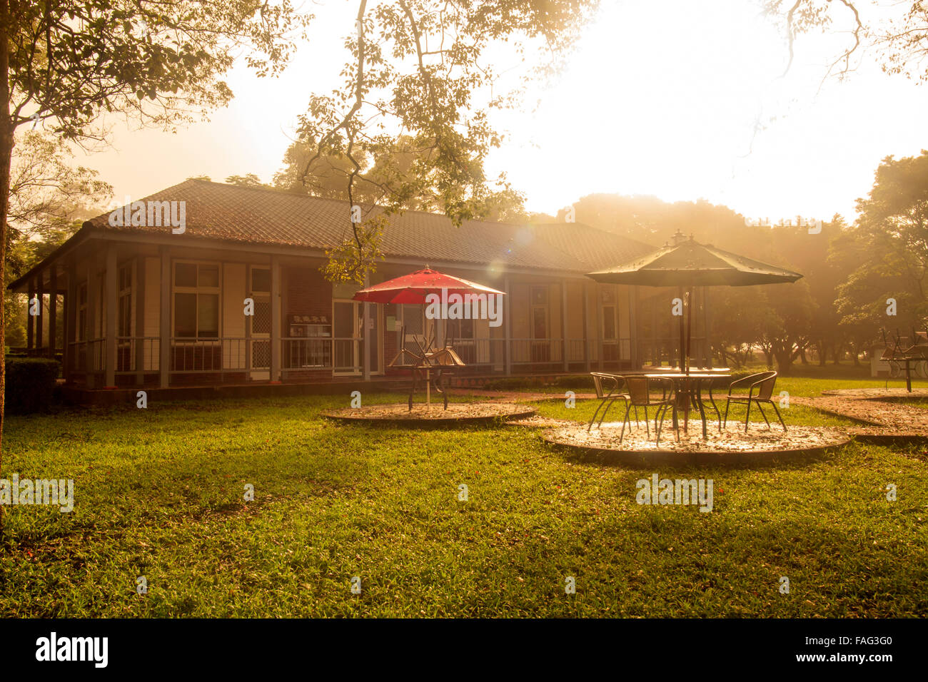 The Nice house on the sunrise time with nice background Stock Photo - Alamy