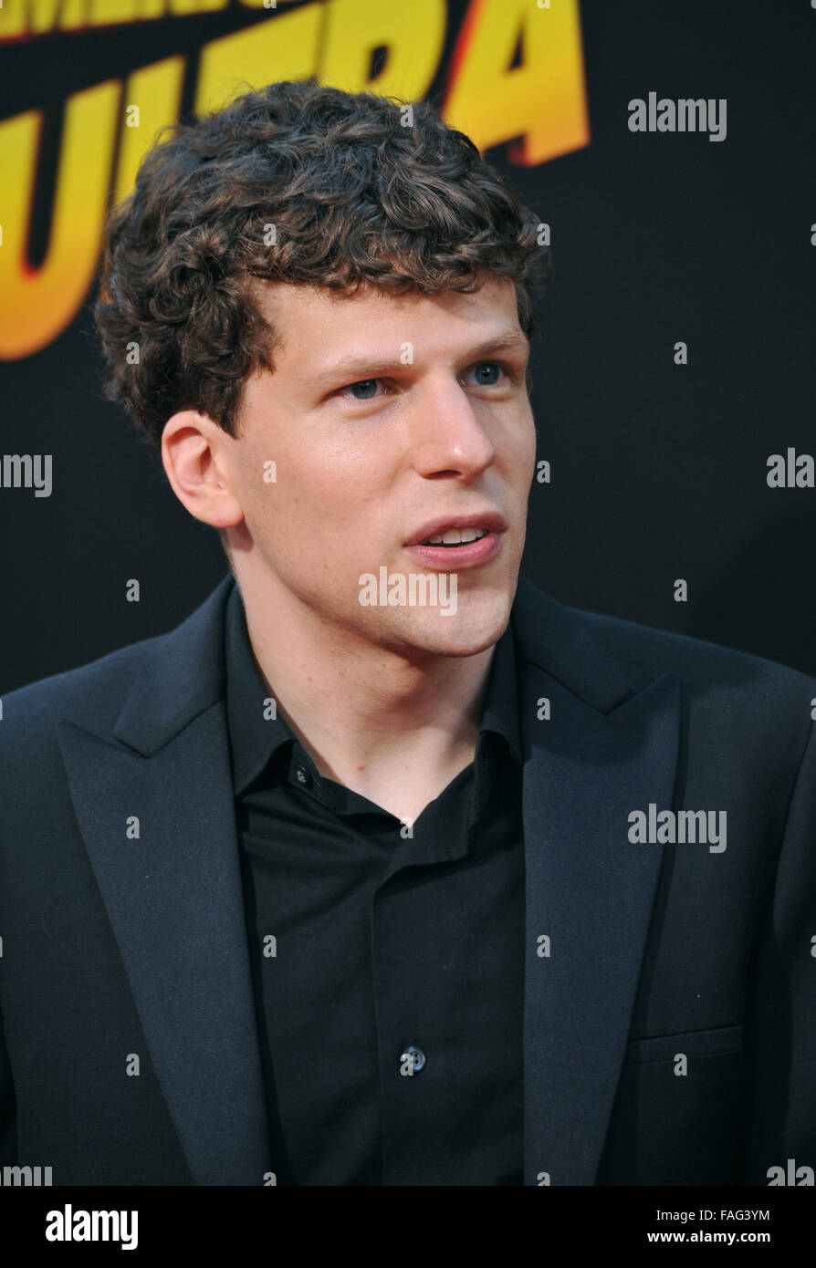 LOS ANGELES, CA - AUGUST 18, 2015: Jesse Eisenberg at the world ...