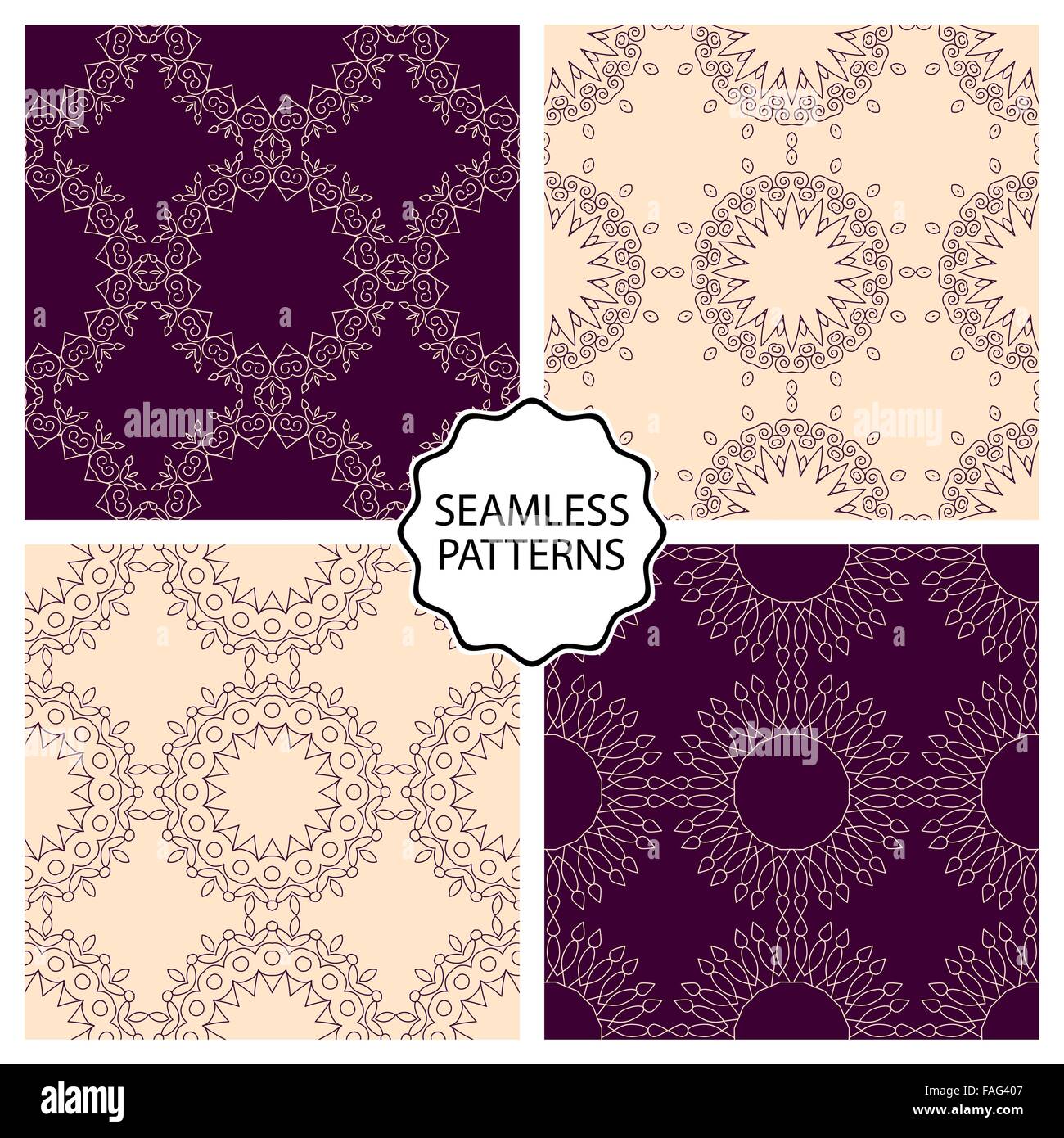 Vector illustration. Set of seamless line patterns Stock Vector Image ...