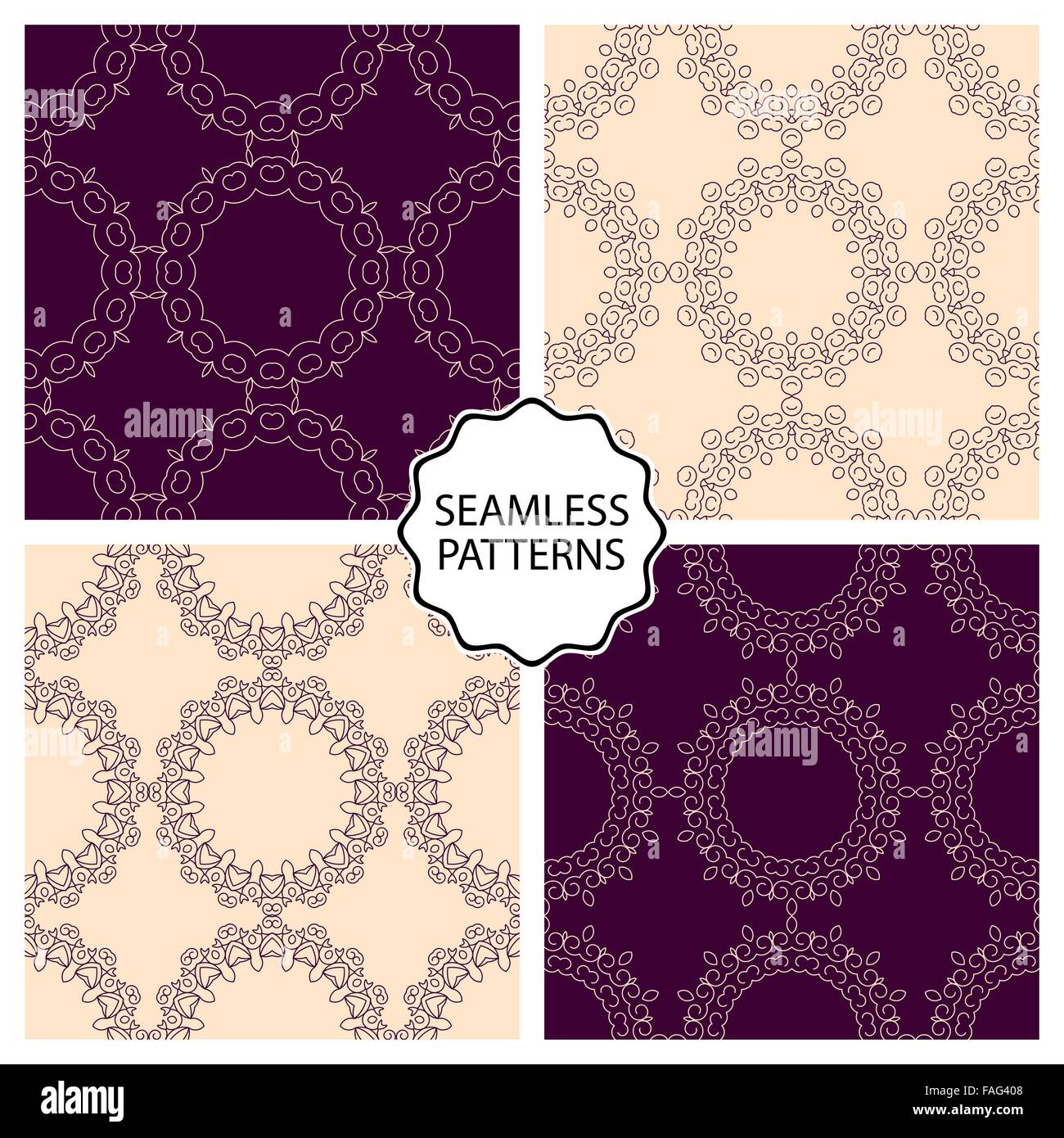 Vector illustration. Set of seamless line patterns Stock Vector Image ...