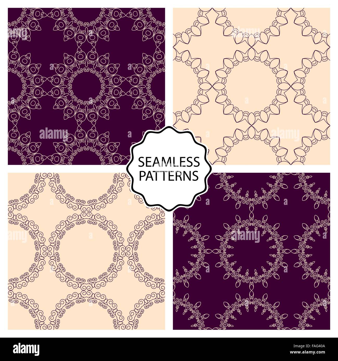 Vector illustration. Set of seamless line patterns Stock Vector Image ...