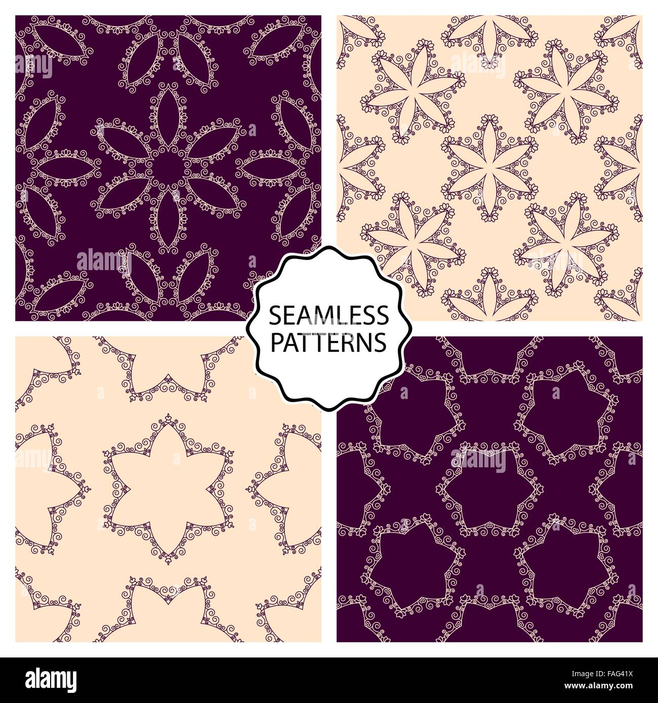 Vector illustration. Set of seamless line patterns Stock Vector Image ...