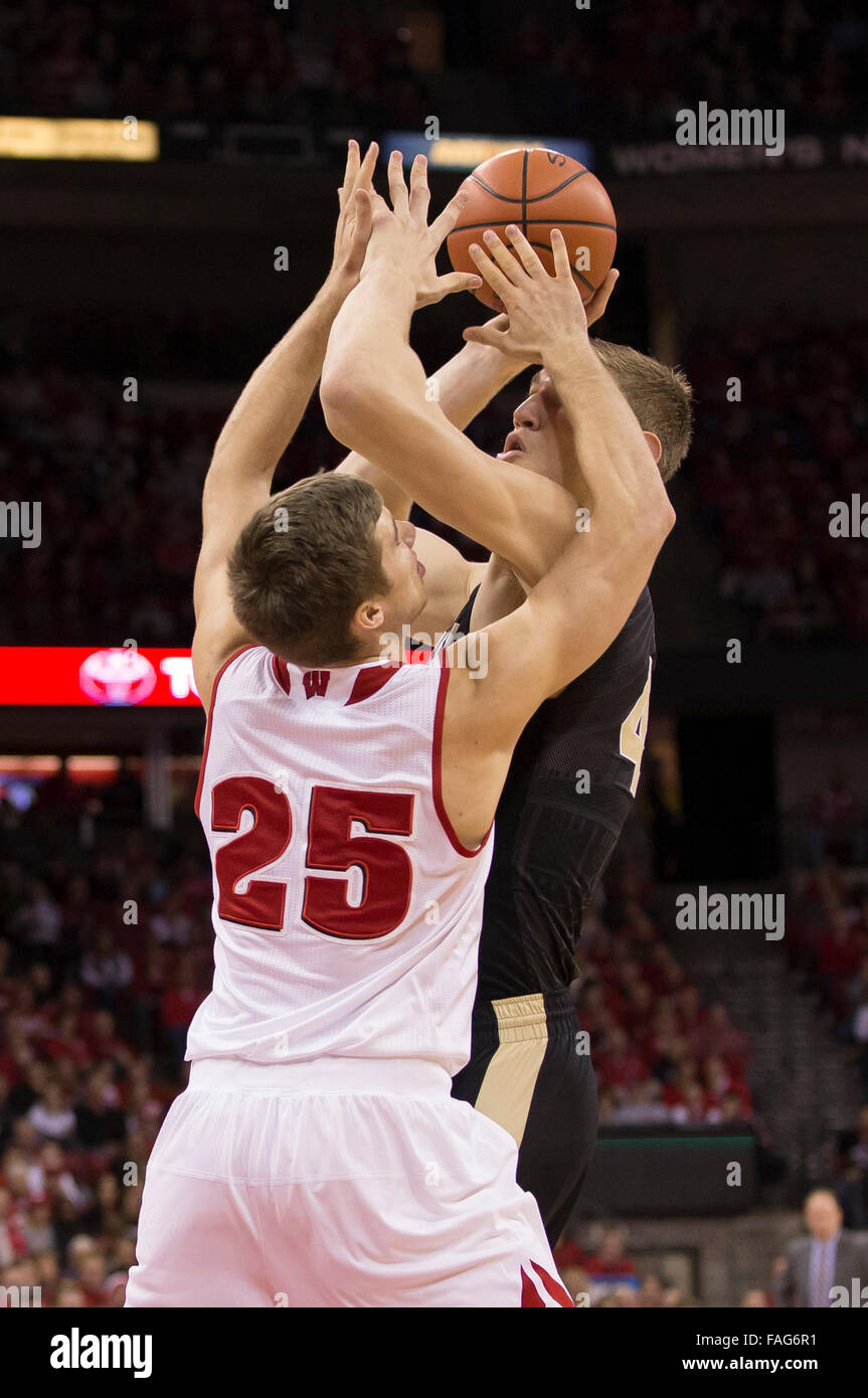 Madison, WI, USA. 29th Dec, 2015. Purdue Boilermakers center Isaac Haas ...