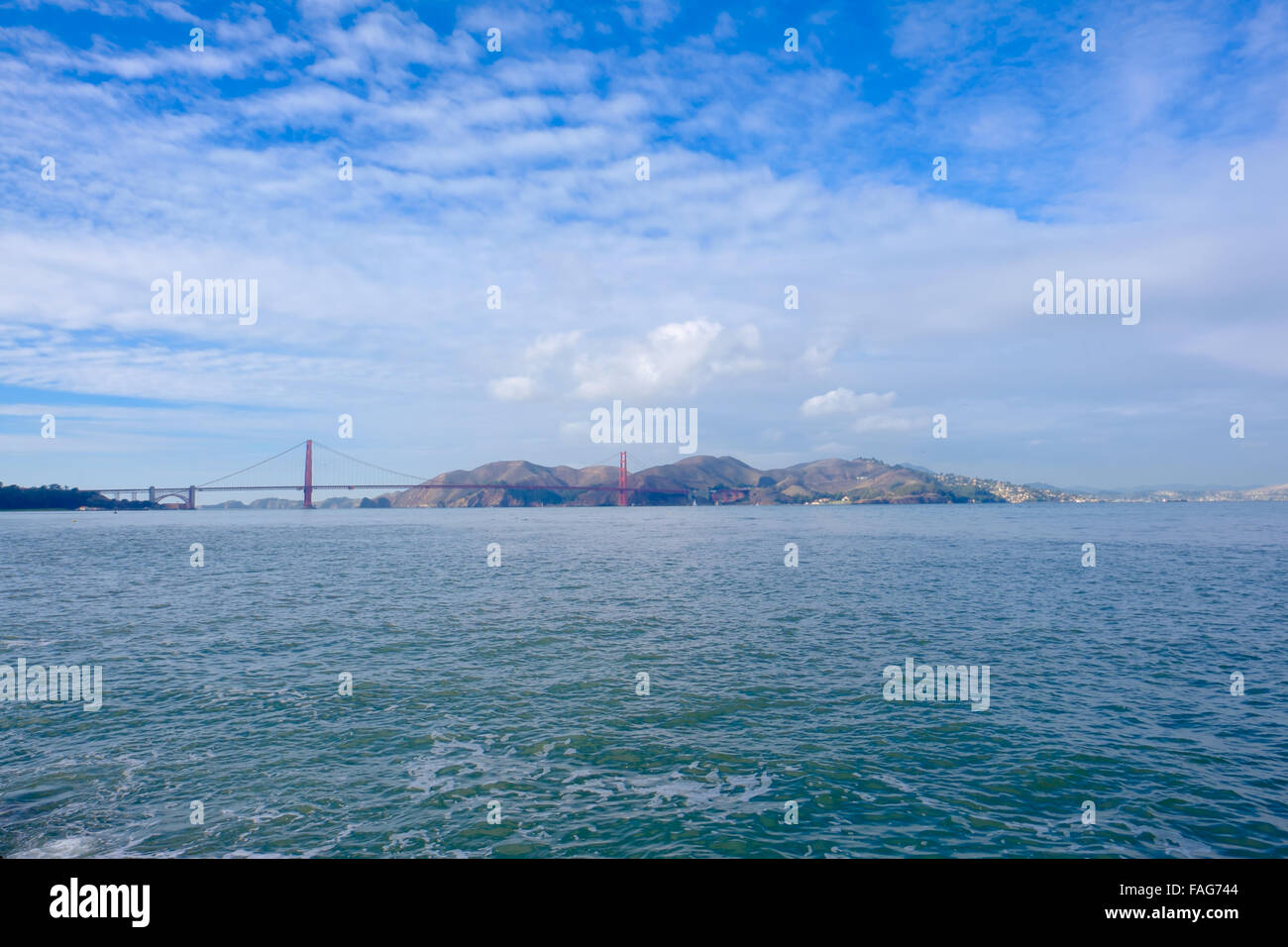 View of the Golden Gate Bridge as seen from the marina in San Francisco ...